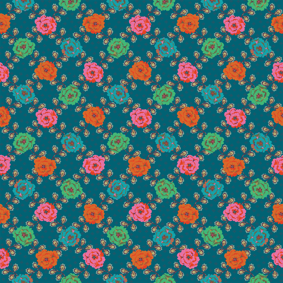 Fabric - Figo - Kathy Dougherty - Kindred Sketches - Connection Teal ...